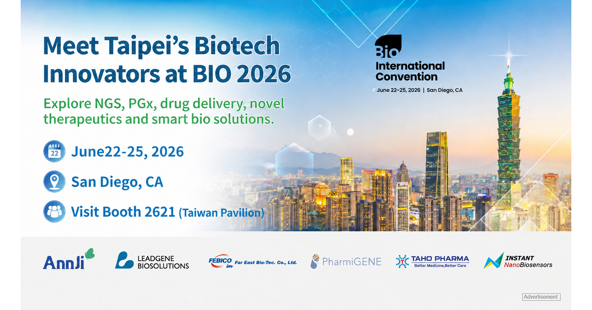 Six Taipei Biotechs Head to BIO 2026 in San Diego, With Precision ...